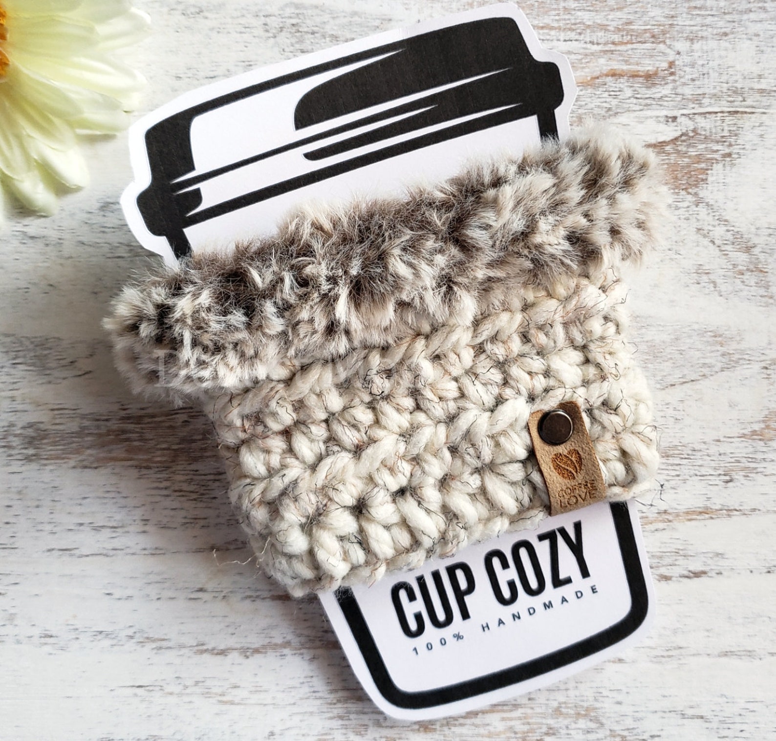 Faux Fur Coffee Cup Cozy Crochet Drink Sleevewool and Fur - Etsy