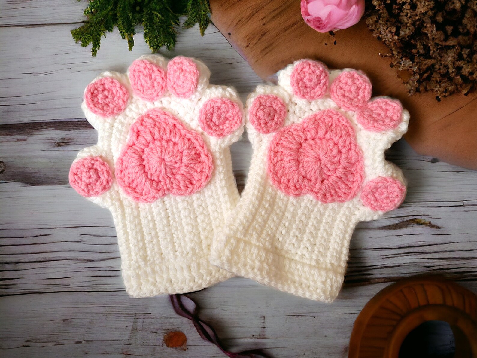 Cat or Dog Paw Fingerless Gloves, Crochet Mitts, Animal Paw, Kitty ...