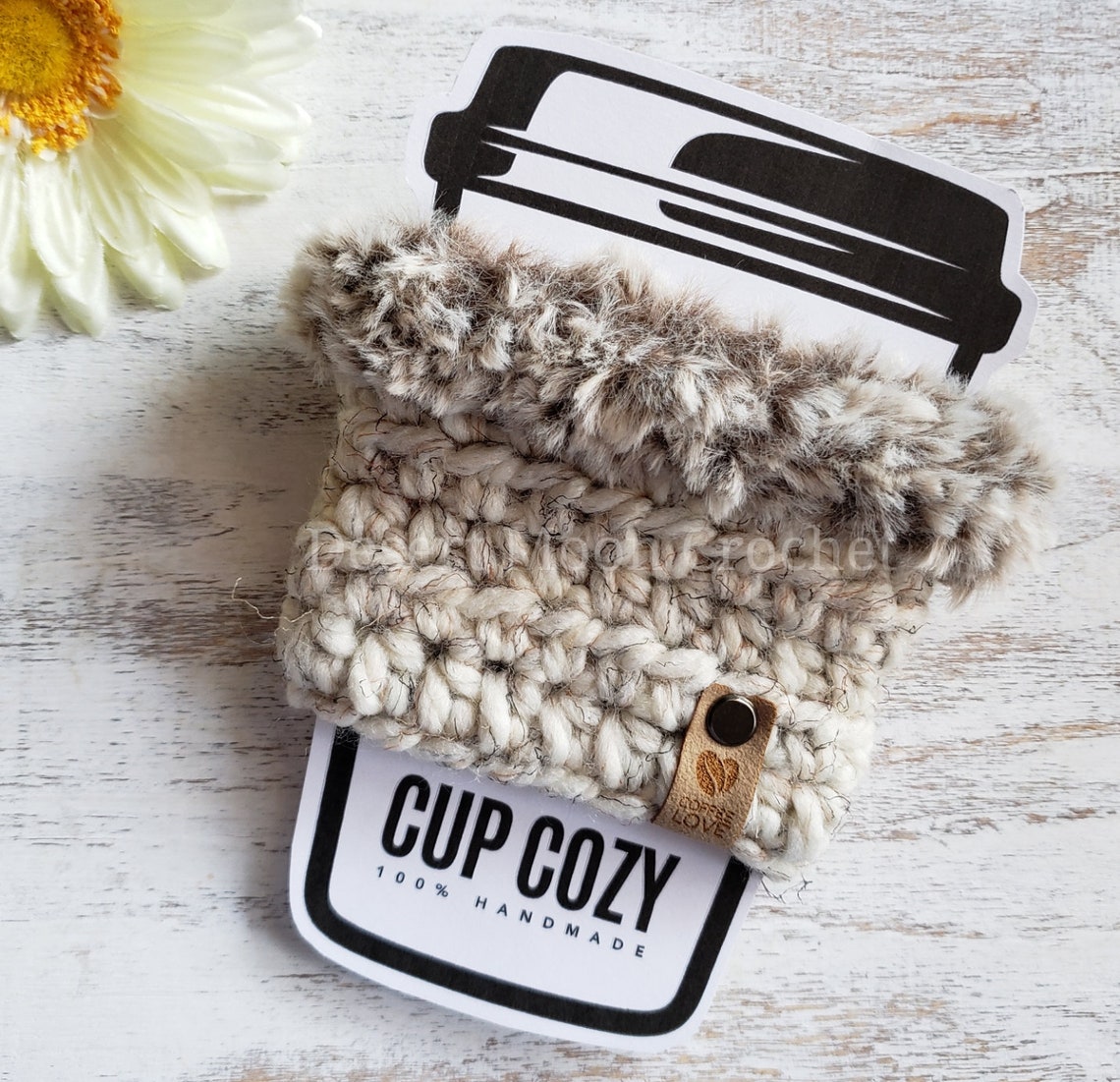 Faux Fur Coffee Cup Cozy Crochet Drink Sleevewool and Fur | Etsy