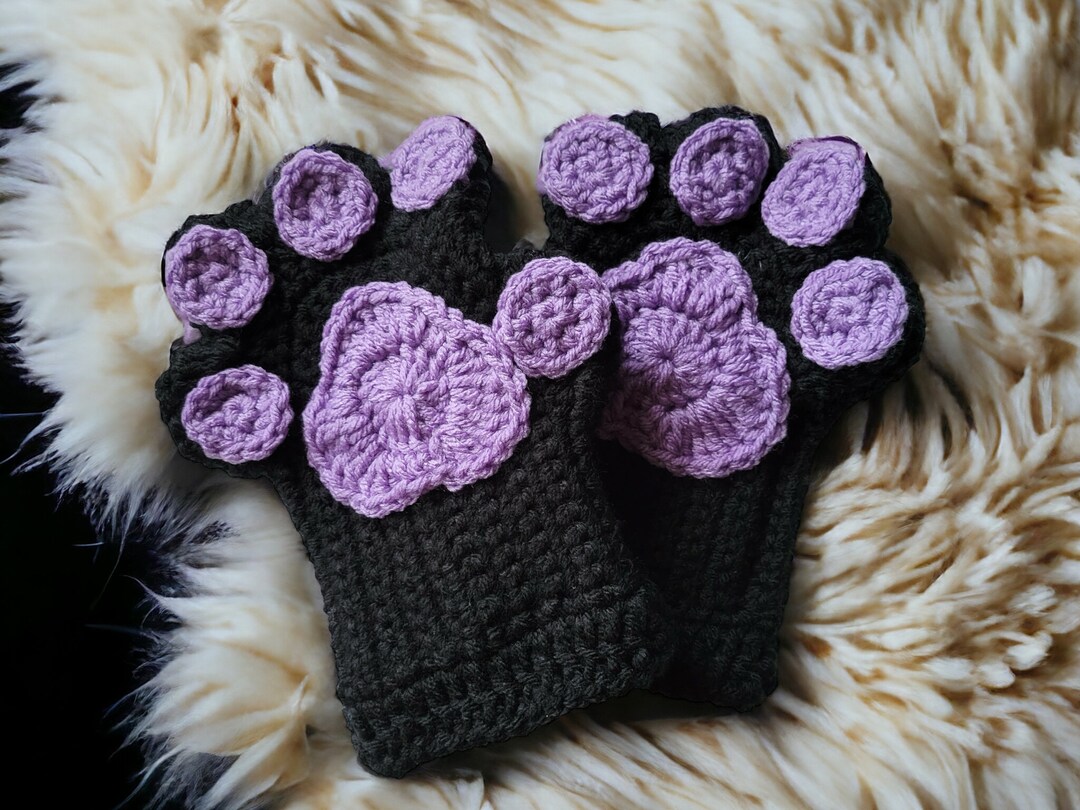 Cat or Dog Paw Fingerless Gloves, Crochet Mitts, Animal Paw, Kitty Paw ...