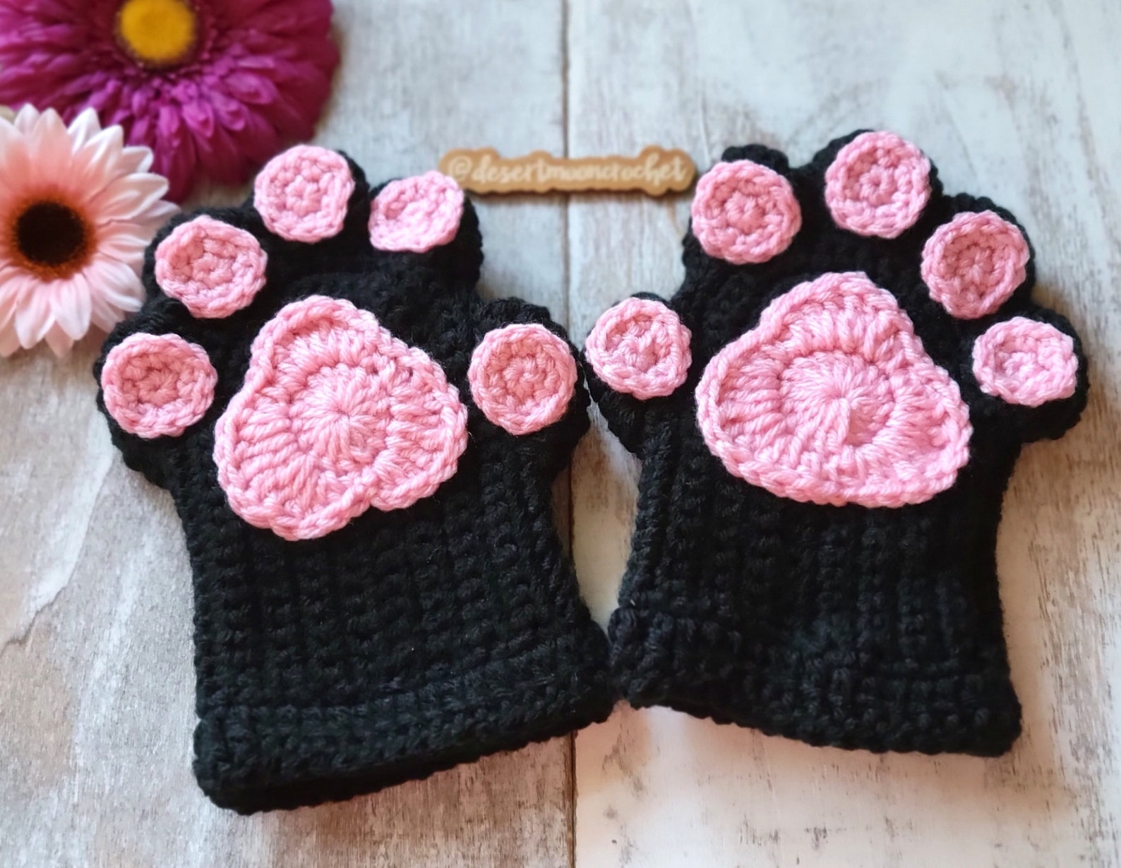 Cat or Dog Paw Fingerless Gloves, Crochet Mitts, Animal Paw, Kitty ...