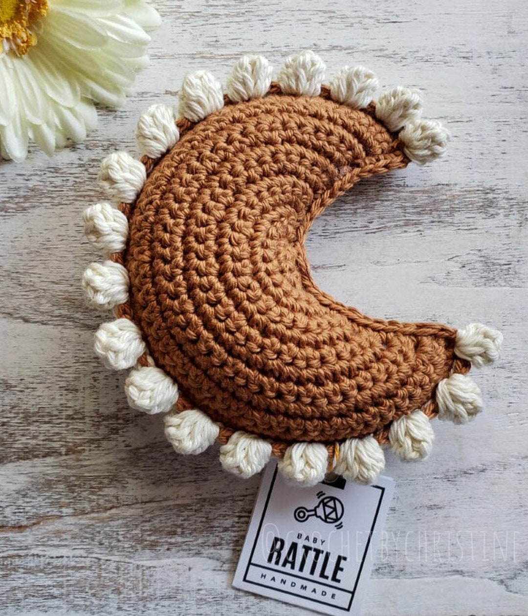 Baby Rattle, Boho Moon Rattle, Celestial Baby Shower Gift, Sensory ...