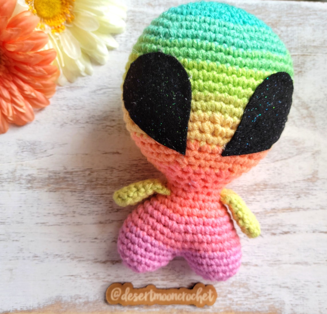 Crochet Alien Plushie: Rainbow Retro Stripes, Space Decor - Etsy