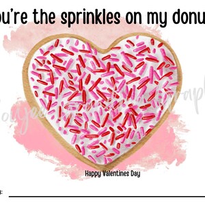 Printable Valentine Cards, Donut Valentines Day, Kids Classroom ...
