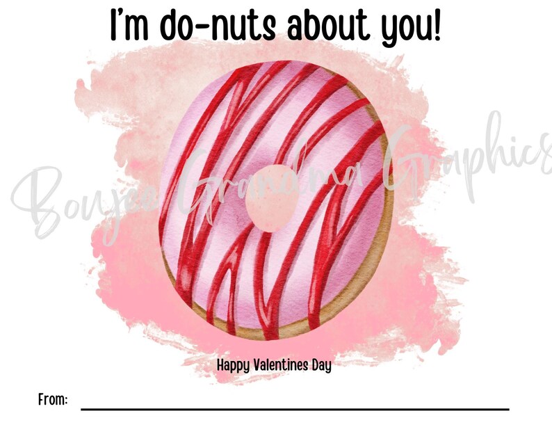 Printable Valentine Cards, Donut Valentines Day, Kids Classroom ...
