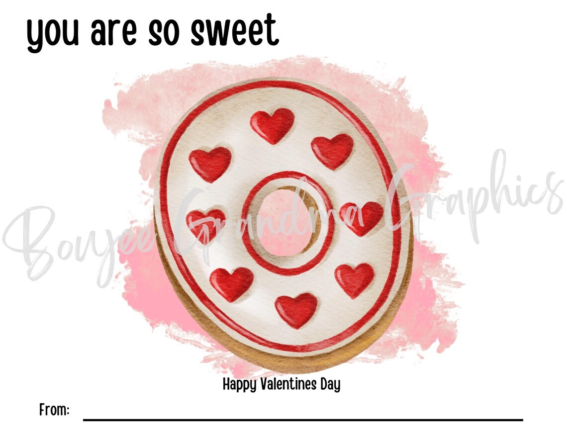 Printable Valentine Cards, Donut Valentines Day, Kids Classroom ...