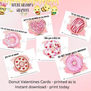 Printable Valentine Cards, Donut Valentines Day, Kids Classroom ...