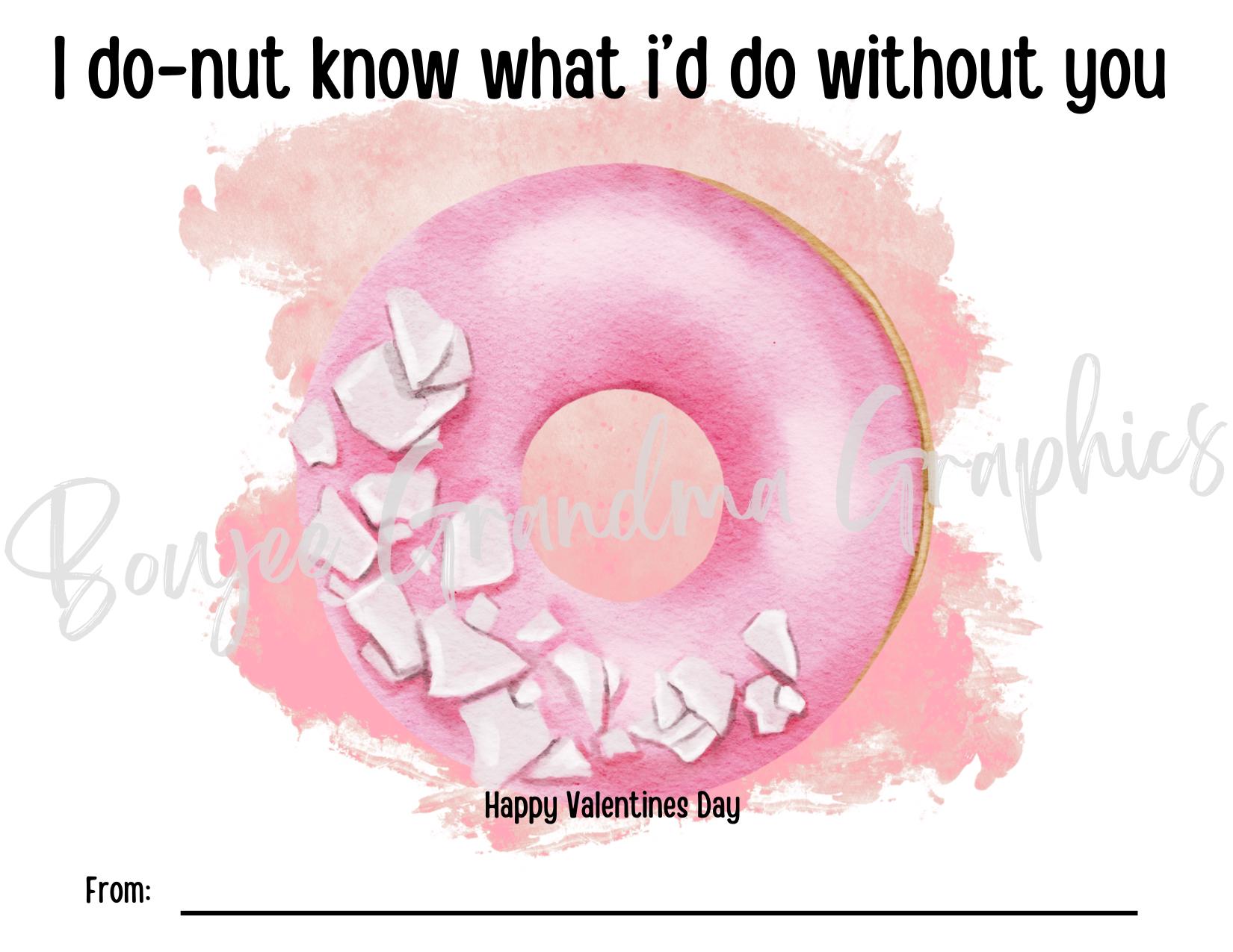 Printable Valentine Cards, Donut Valentines Day, Kids Classroom ...