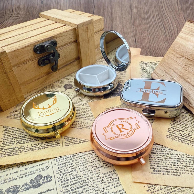 Customized Round Metal Pill Box, Portable 3-compartment Medicine ...