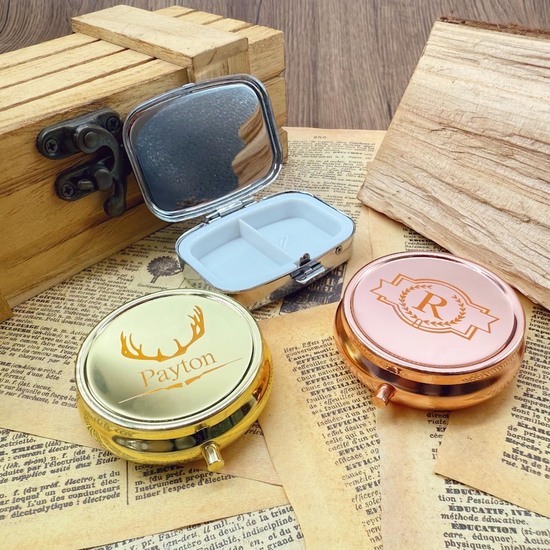 Customized Round Metal Pill Box, Portable 3-compartment Medicine ...