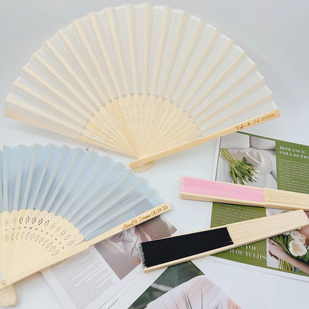 Personalized Wedding Paper Fans, Engraved Wood Favor, Bulk Party Gifts ...