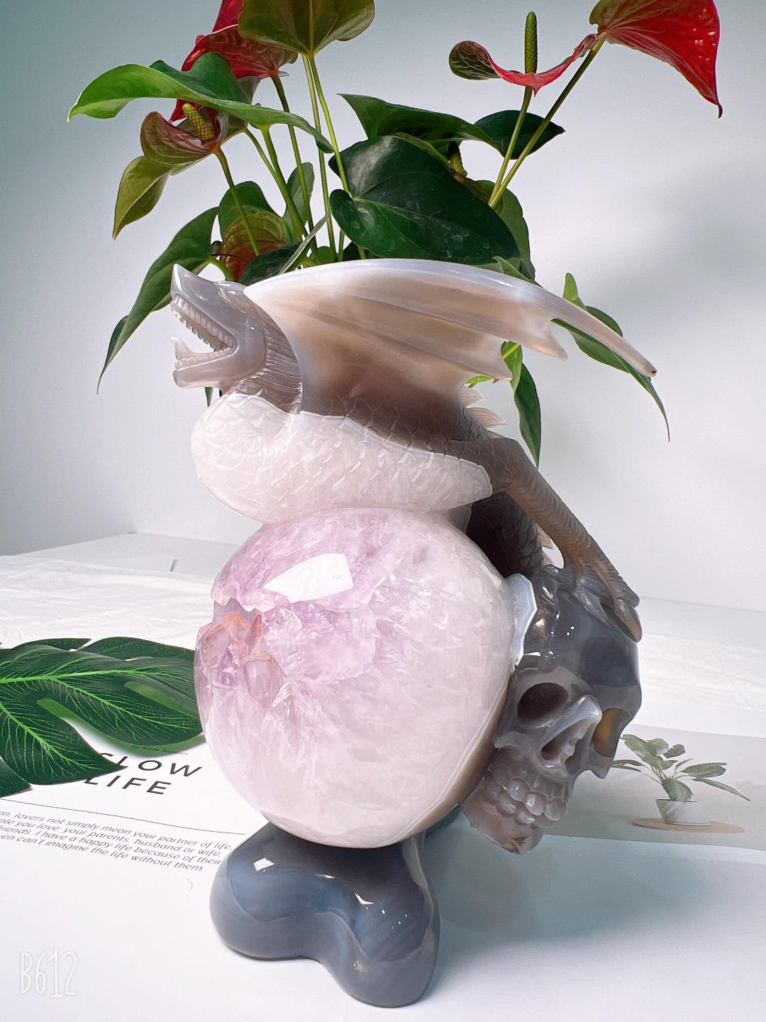 Agate Geode Dragon Carved in Crystal | Natural Stone Carved and ...