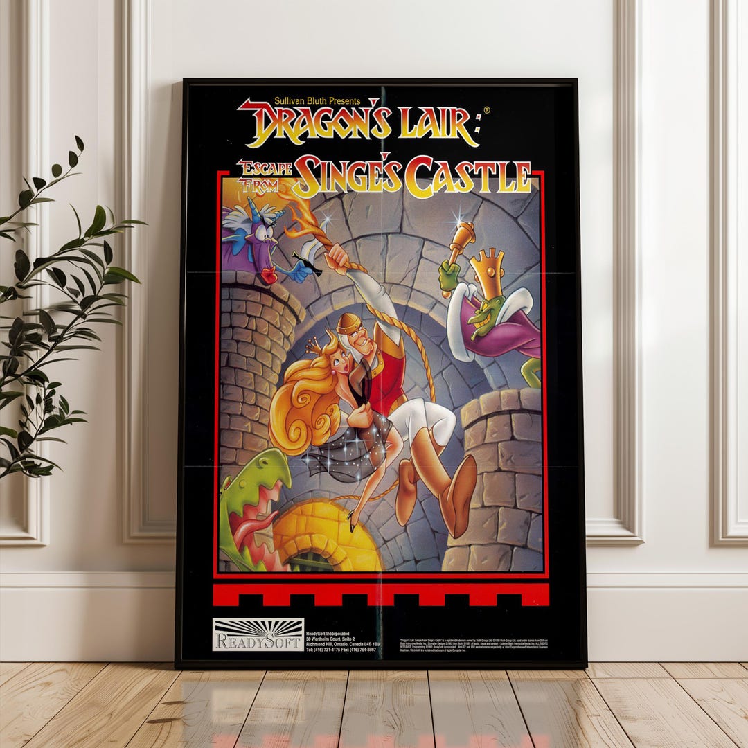Dragons's Lair 90's Video Game Poster Retro Arcade Theme Wall Art Kids ...