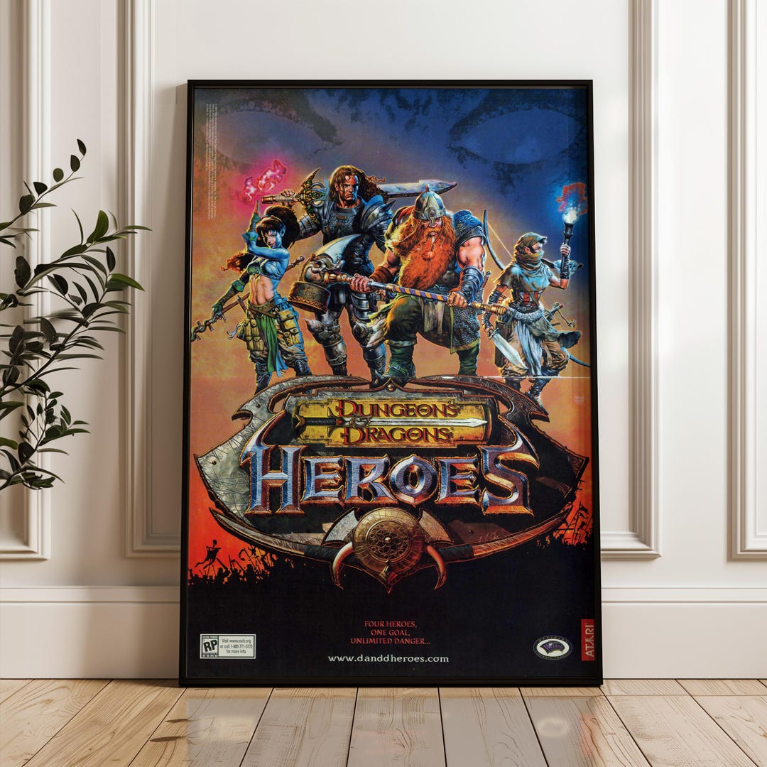 Dungeons and Dragons Heroes Vintage Atari 2600 Video Game Poster Arcade ...