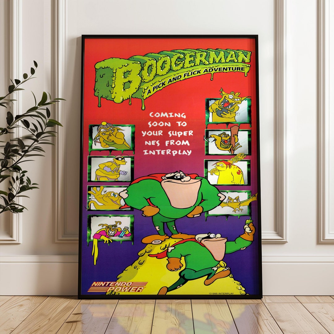 Boogerman SNES Vinatge Video Game Poster Retro Cartoon Nintendo Power ...