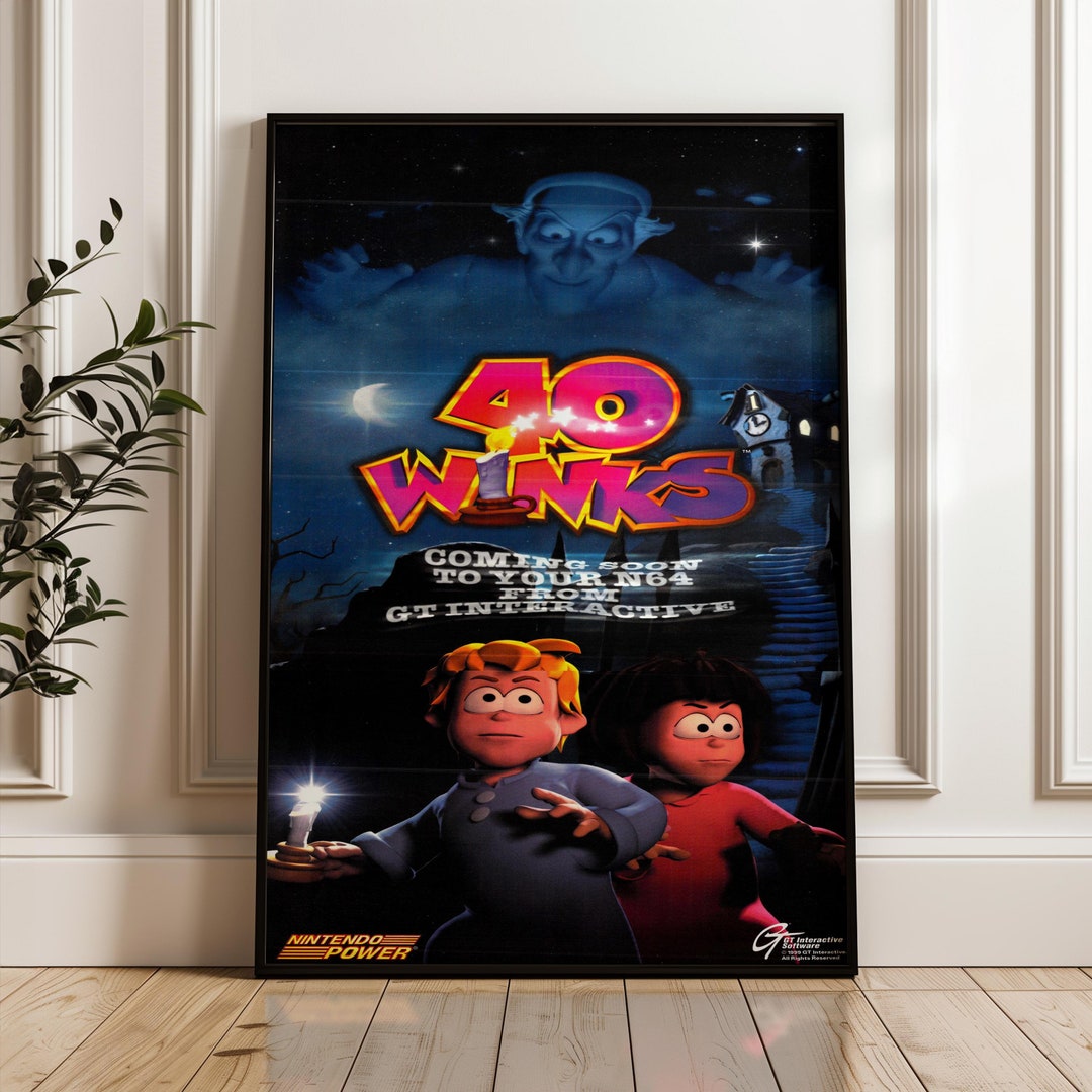 40 Winks Retro Nintendo Power Poster N64 Gaming Poster Arcade Theme Decor Game Room Wall Art ...