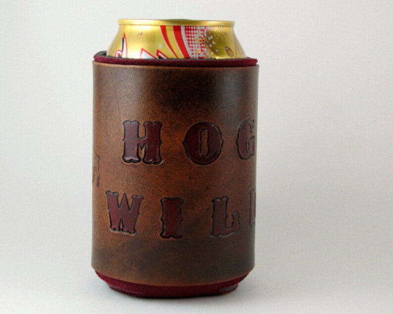 Razorback Hog Leather Can Holder Hand Tooled Insulated Beer - Etsy