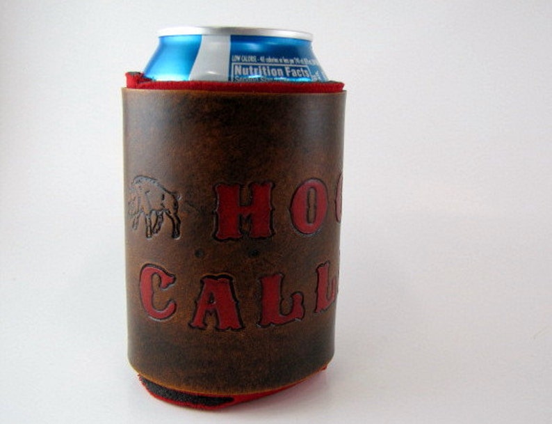 Razorback Hog Leather Can Holder Hand Tooled Insulated Beer - Etsy
