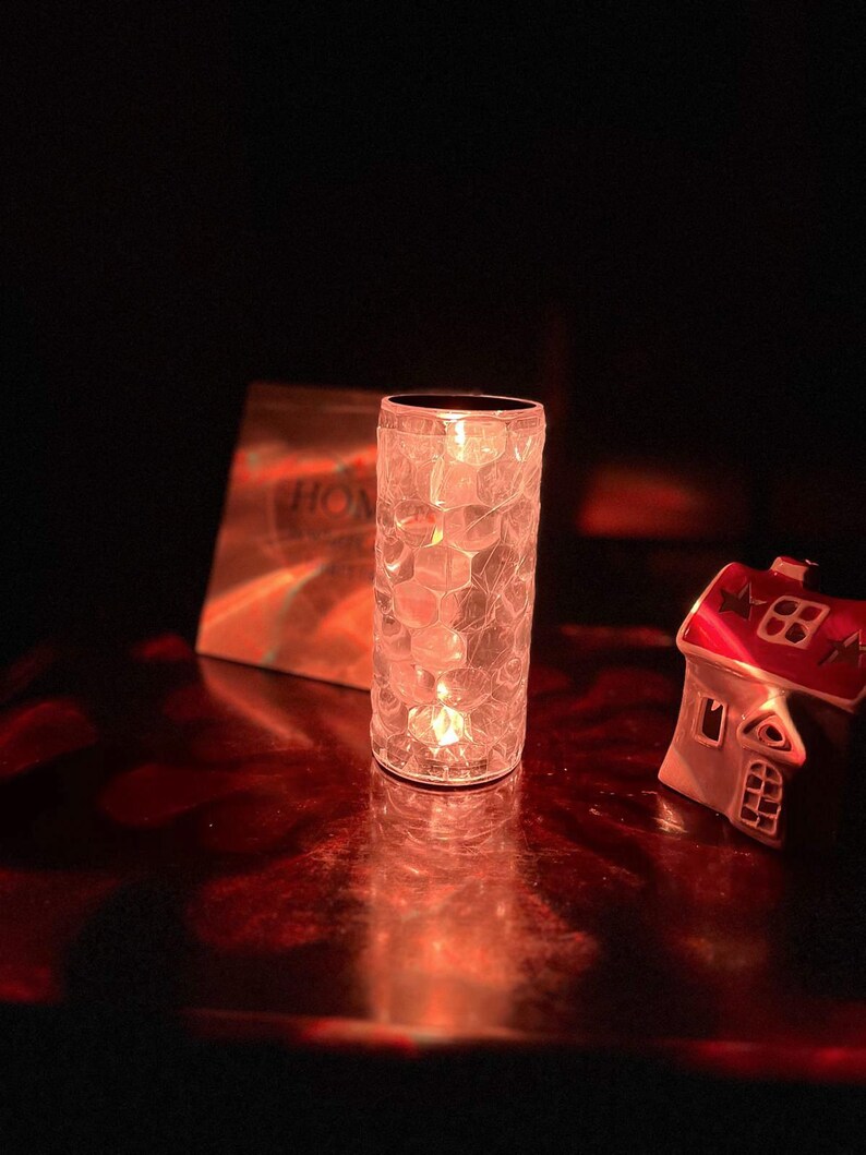 16 Colour LED Crystal Table Lamp, Rechargeable Night Light Remote ...