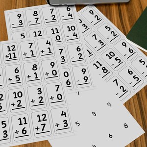 Printable Addition & Subtraction 384 Flash Cards, First Grade Math ...