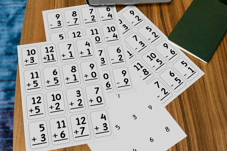 Printable Addition & Subtraction 384 Flash Cards, First Grade Math ...