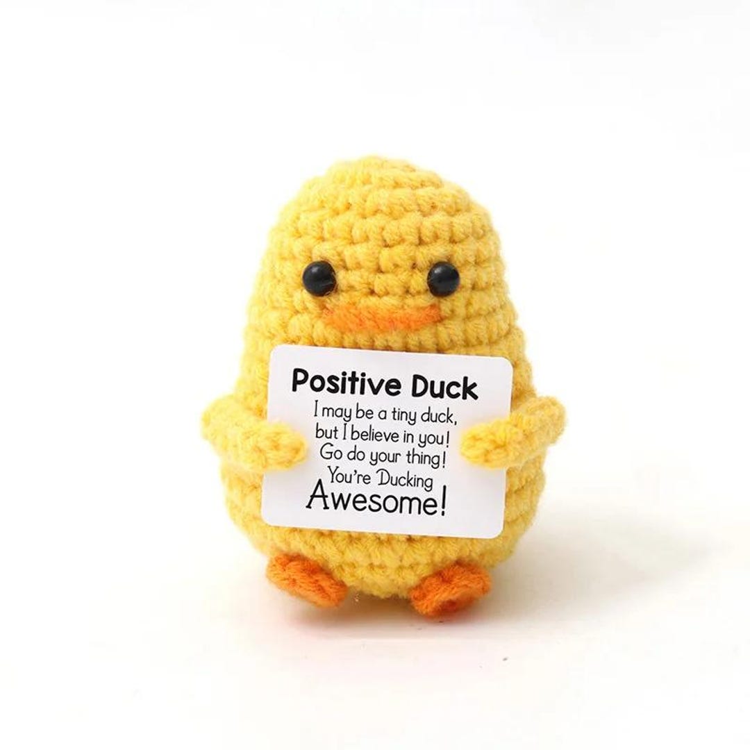 Positive Duck Crochet Plush, Cute Motivational Gift, Handmade ...