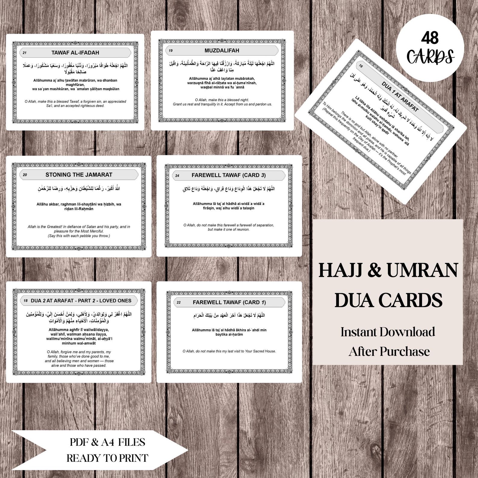 Printable PDF Hajj Dua Cards, Hajj Duas Printable Cards, Hajj Flashcards, Prayer Cards, Islamic ...