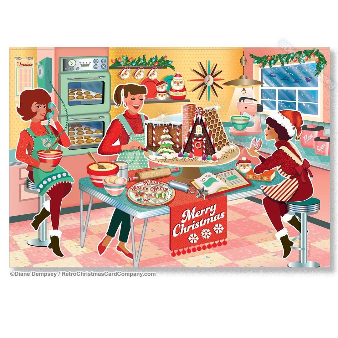 Vintage Kitchen Christmas Cards, Package of 8 | Retro Christmas Cards ...