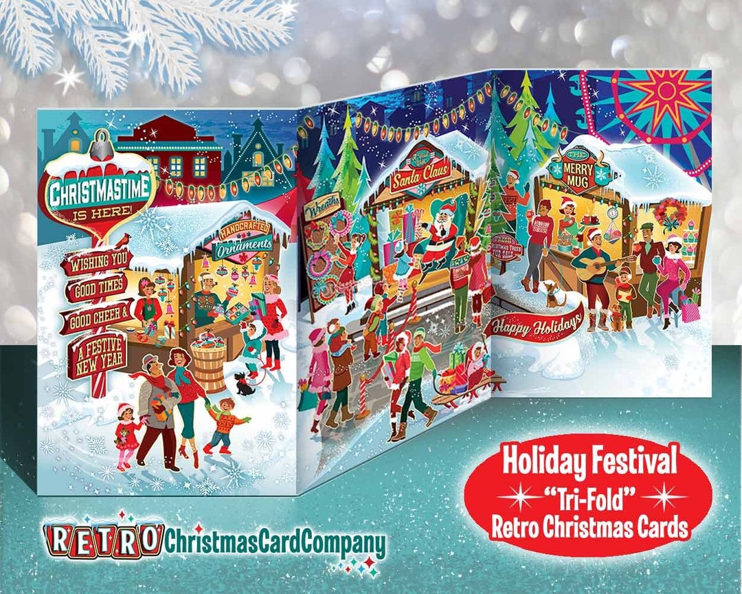 Holiday Festival Christmas Cards | Package of 8 Cards and Envelopes ...