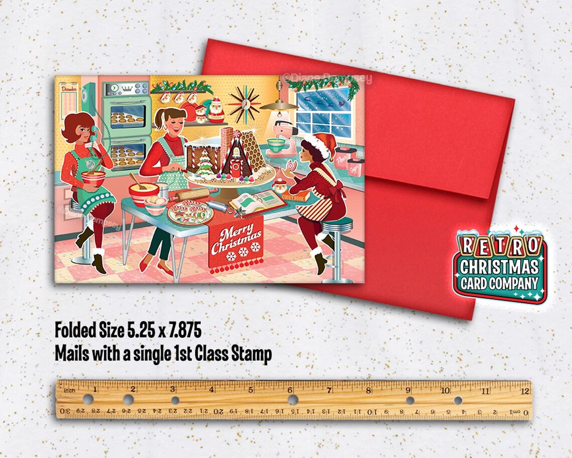 Vintage Kitchen Christmas Cards, Package of 8 | Retro Christmas Cards ...