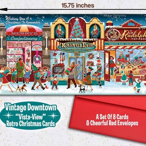Vintage Downtown Christmas Cards | Package of 8 Cards and Envelopes ...
