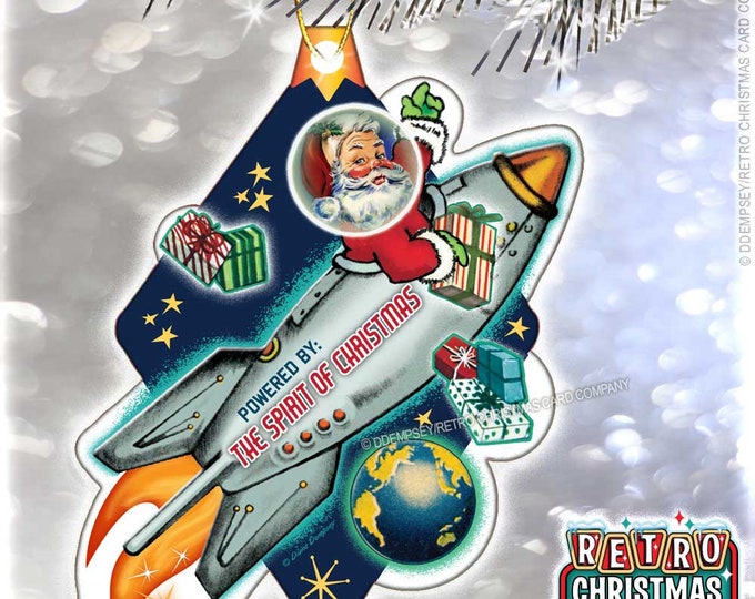 Space Age Santa Christmas Ornament | Rocket Christmas Ornament | Retro ...