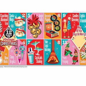 Twelve Days of Vintage Christmas Holiday Cards | Package of 8 Cards and ...