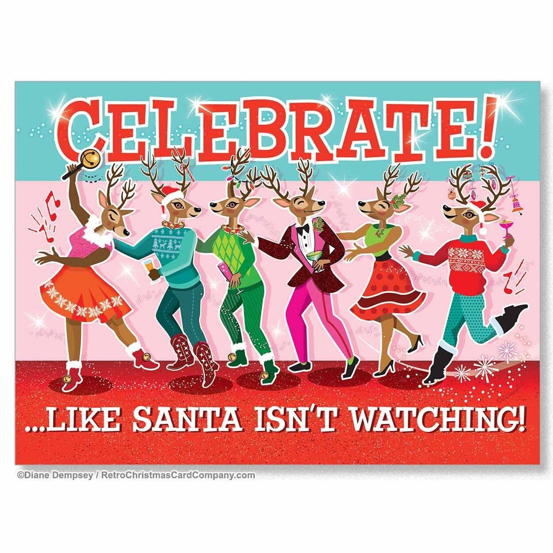 Reindeer Conga Line Christmas Cards, Package of 8 | Funny Christmas ...