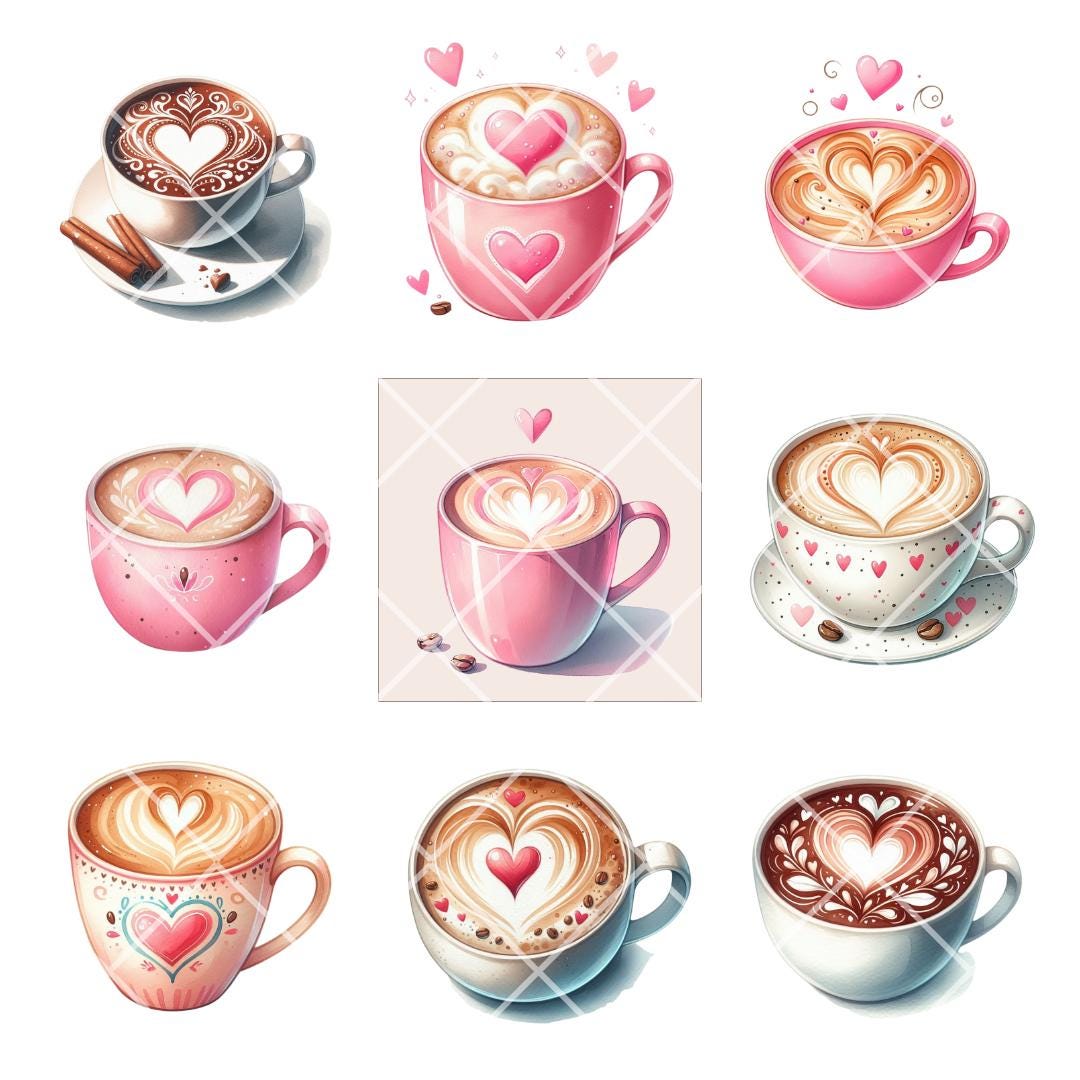25 Valentines Day Hot Drink Clipart Pngs, Heart-themed Hot Chocolate ...