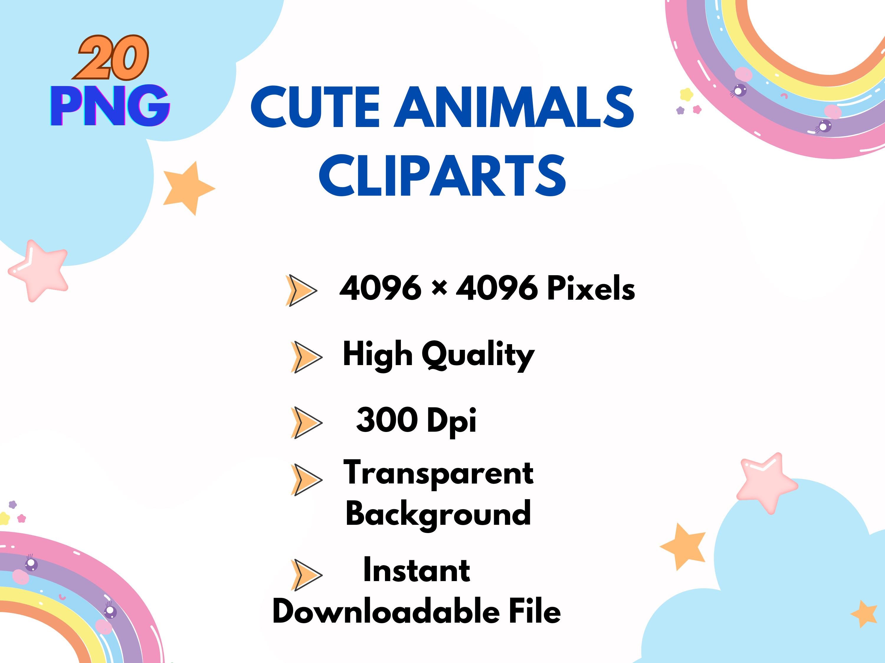 Cute Animals Clipart, Digital Download, 20 PNG Files, High Resolution ...