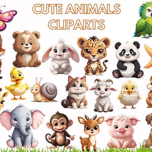 Cute Animals Clipart, Digital Download, 20 PNG Files, High Resolution ...