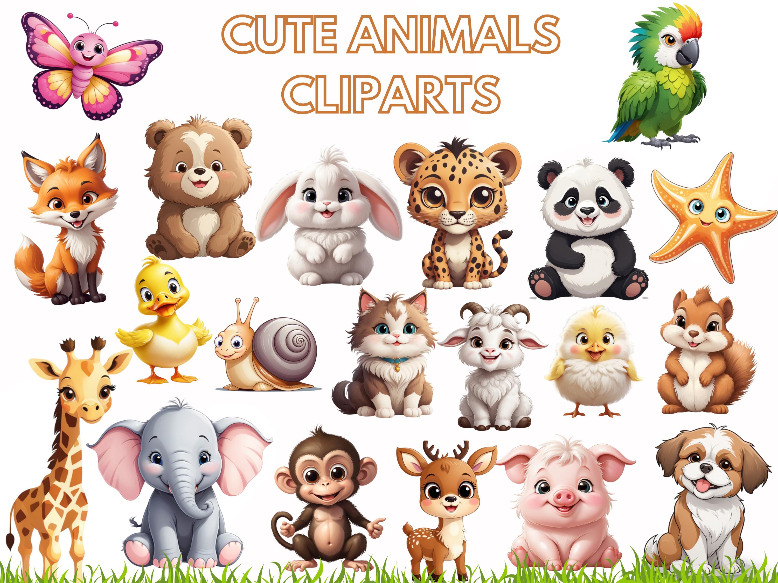 Cute Animals Clipart, Digital Download, 20 PNG Files, High Resolution ...