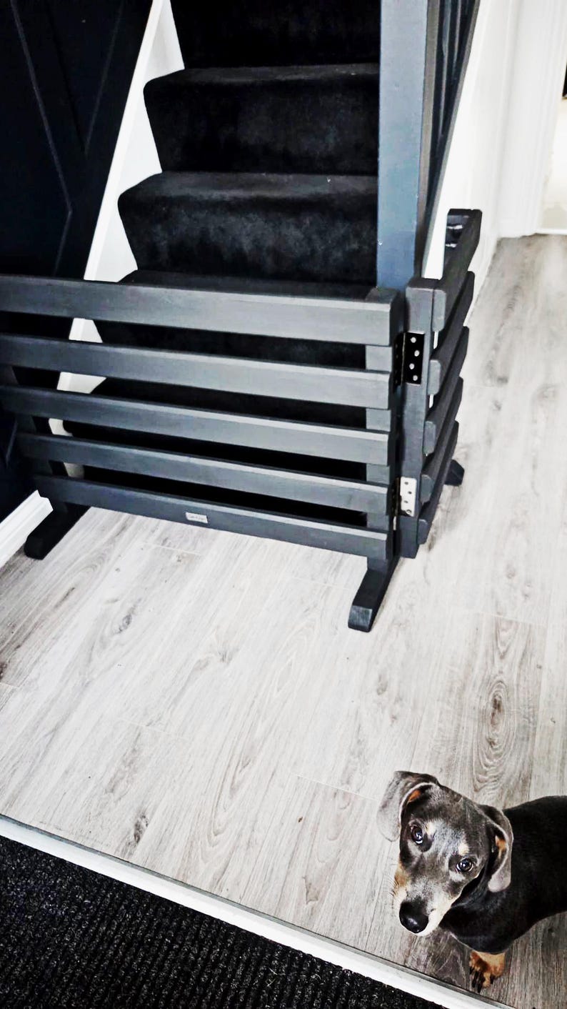 Dog Stopper - BLACK - 5 Slats - Dog Gate - Stairs Blocker - Dog Door ...