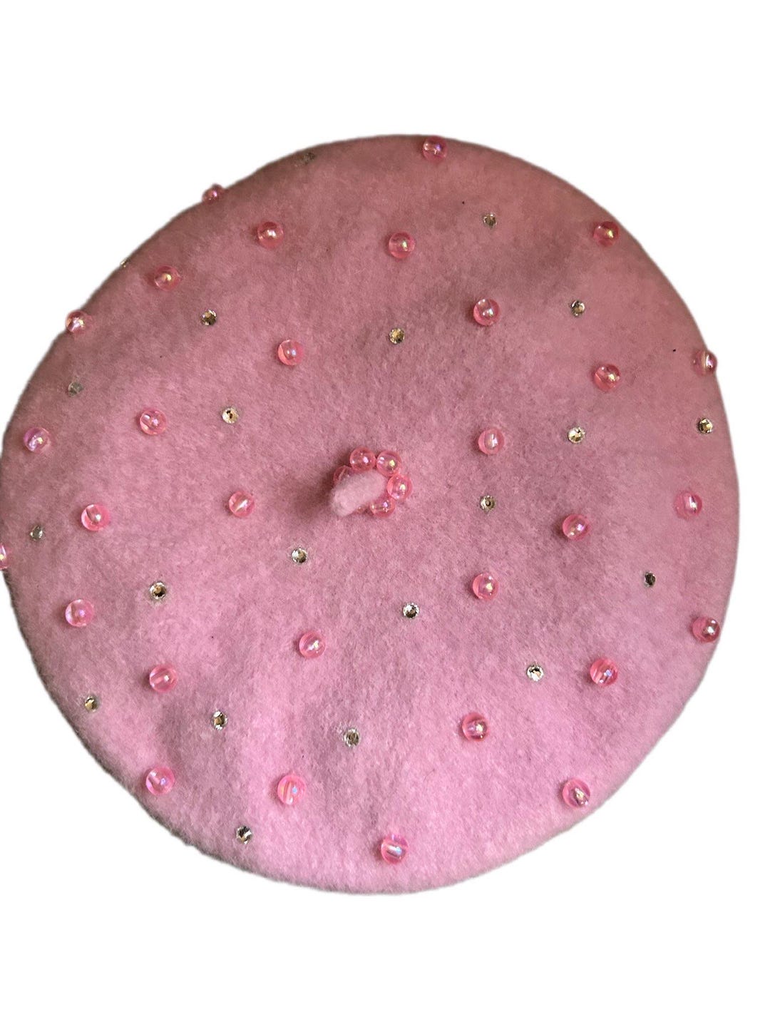 Cutest Pink Beret With Pearls and Rhinestones - Etsy
