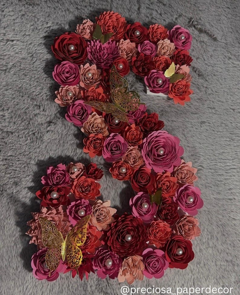 Assorted Paper Flower Wooden Letter - Etsy