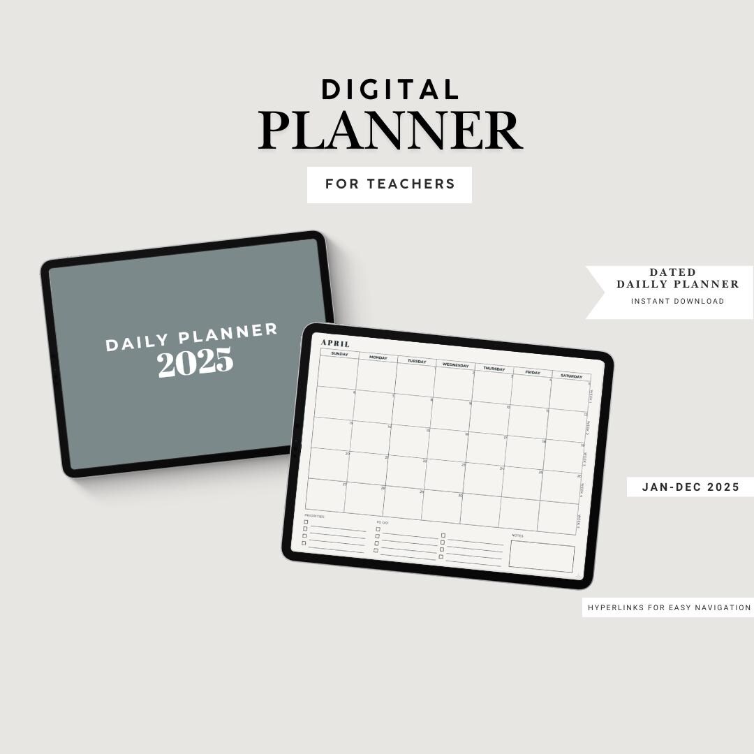 2025-2026 Digital Daily Teacher Planner, Goodnotes Monthly Planner ...