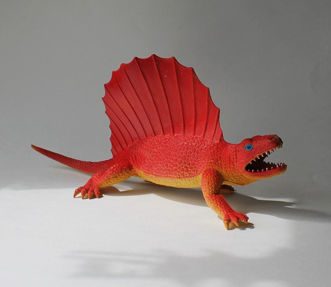 Vintage 1980s Dinosaur Toy Rubber Figurine, Large Dor Mei Edaphosaurus ...