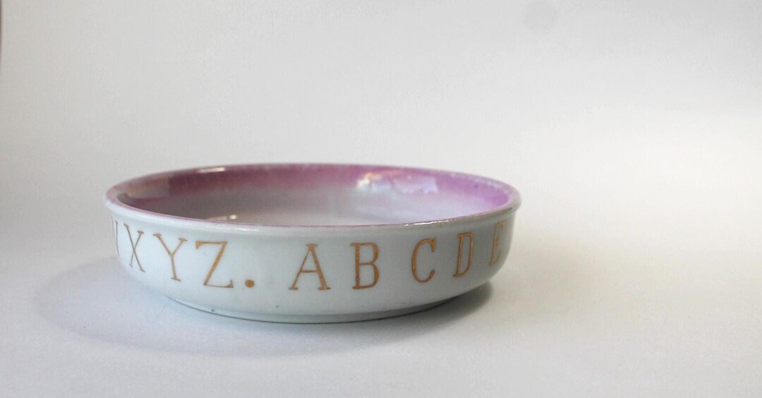 Vintage ALPHABET BOWL, A B C Gold Lettering Leuchtenburg China Made in ...