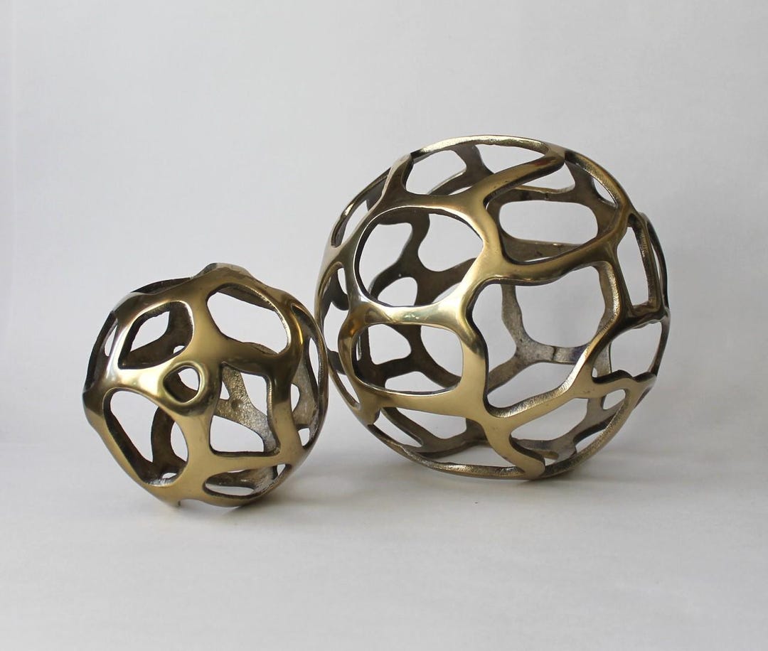 Brass Cut Out Sphere Set, Modern Metal Sculpture - Etsy