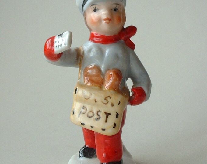Vintage Mailman Postman Figurine Mail Carrier Boy Winter - Etsy