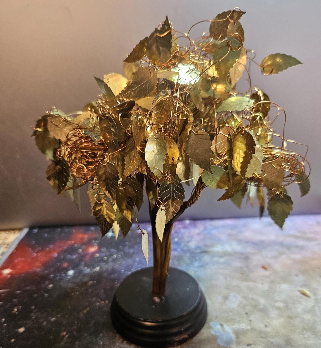 Golden Copper Wire Tree of Life With Leaves 7 Inches High Vintage - Etsy