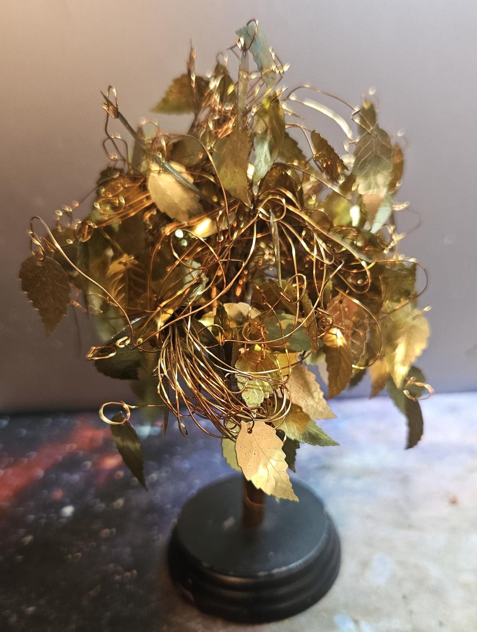 Golden Copper Wire Tree of Life With Leaves 7 Inches High Vintage - Etsy