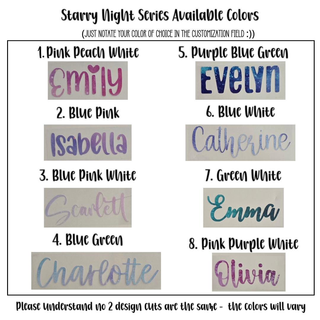 Custom Starry Night Series Name Decal | Name Sticker | Personalized ...