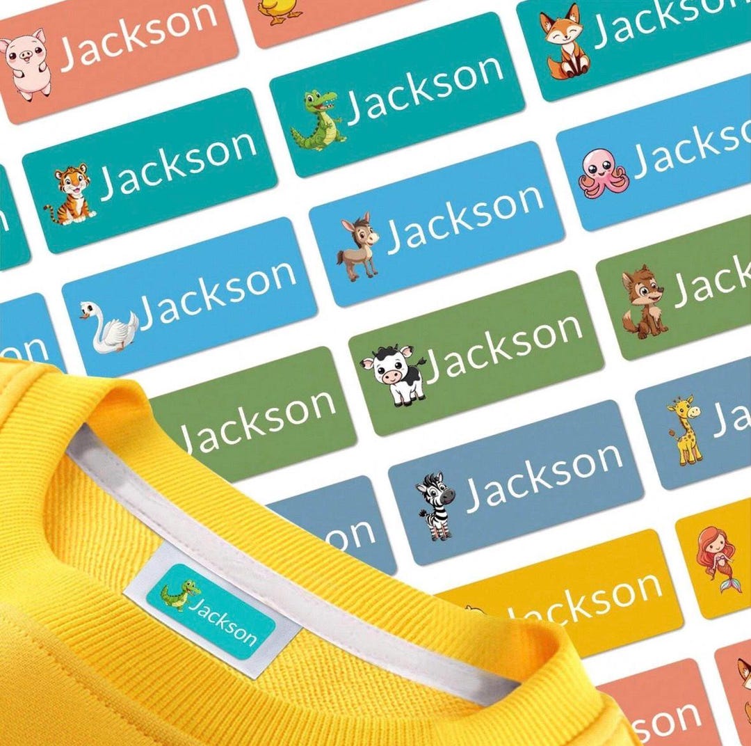 100 Stick on Name Tags Stickers for School, Daycare, Kindergarten ...